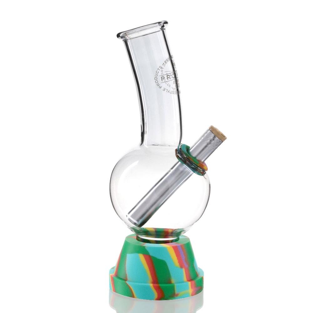 Medium Bent Bubble 22cm Glass Bong - Chrome Pro Kit | Bong Warehouse