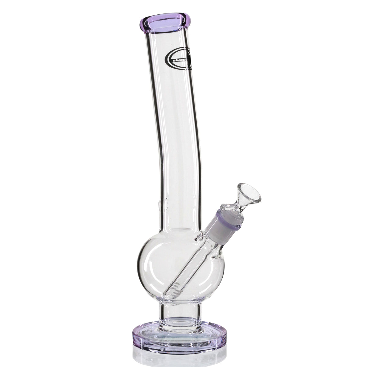 Shotties 33cm Glass Bent Bubble Bong - Clear/Purple | Bong Warehouse