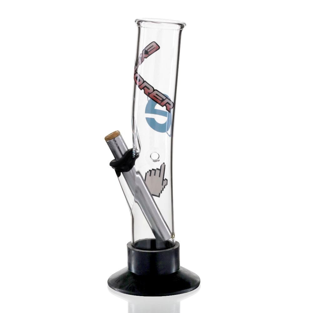 Bent Glass Bongs 24cm – Explorer Logo Look – Bong Warehouse