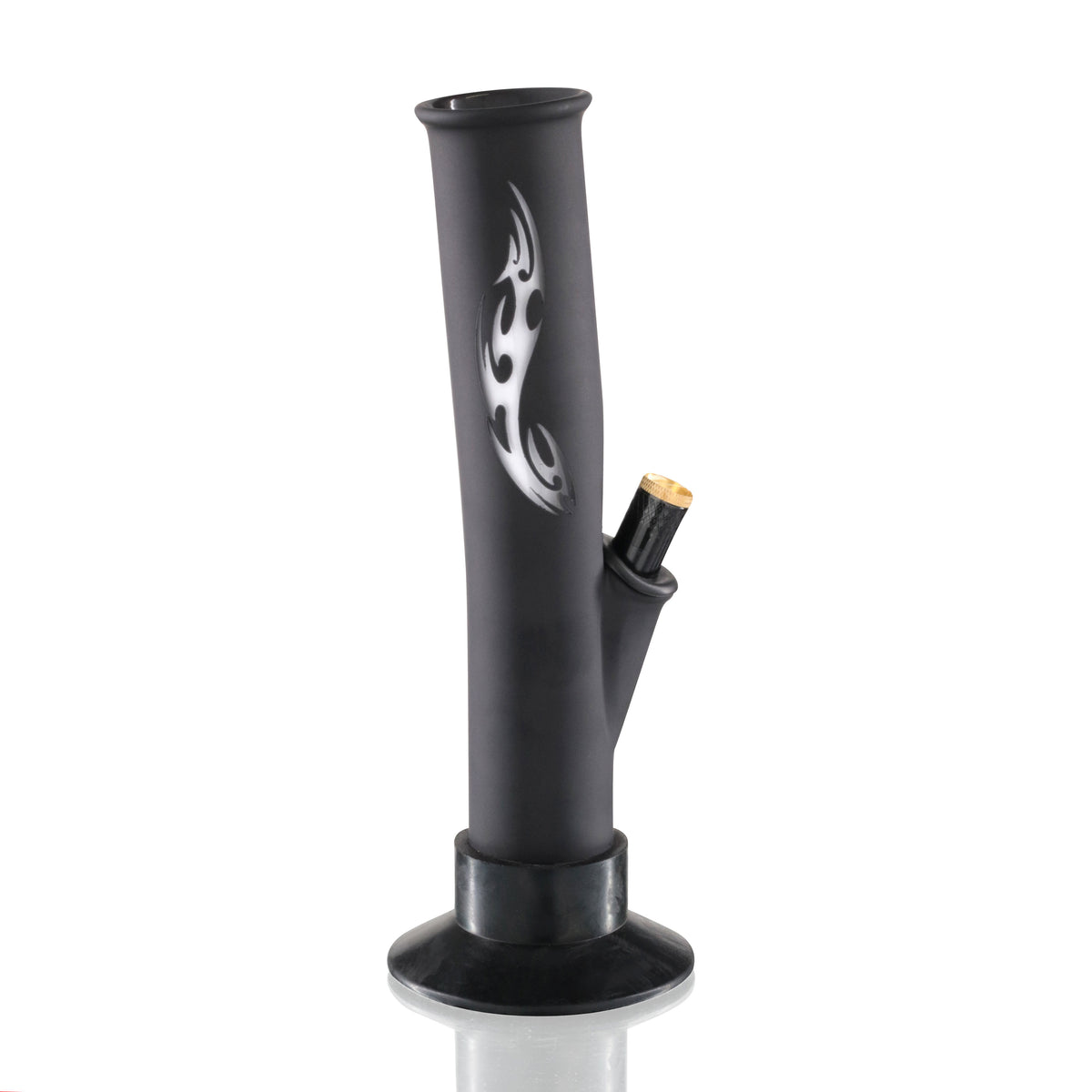 Bent Tube - Black Frosted Tribal Tattoo | Bong Warehouse