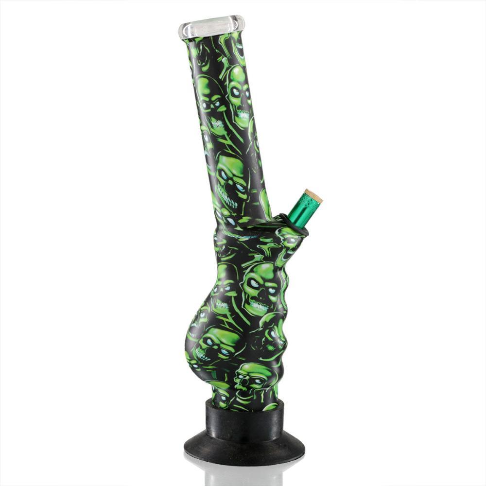 Large Gripper Glass Bong - Green Skull Pattern | Bong Warehouse