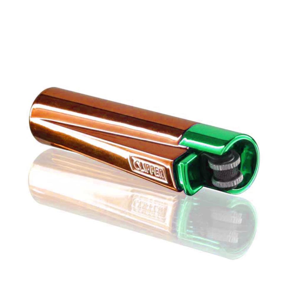 Clipper - Large Metal Refillable Lighter - Orange/Safari | Bong Warehouse