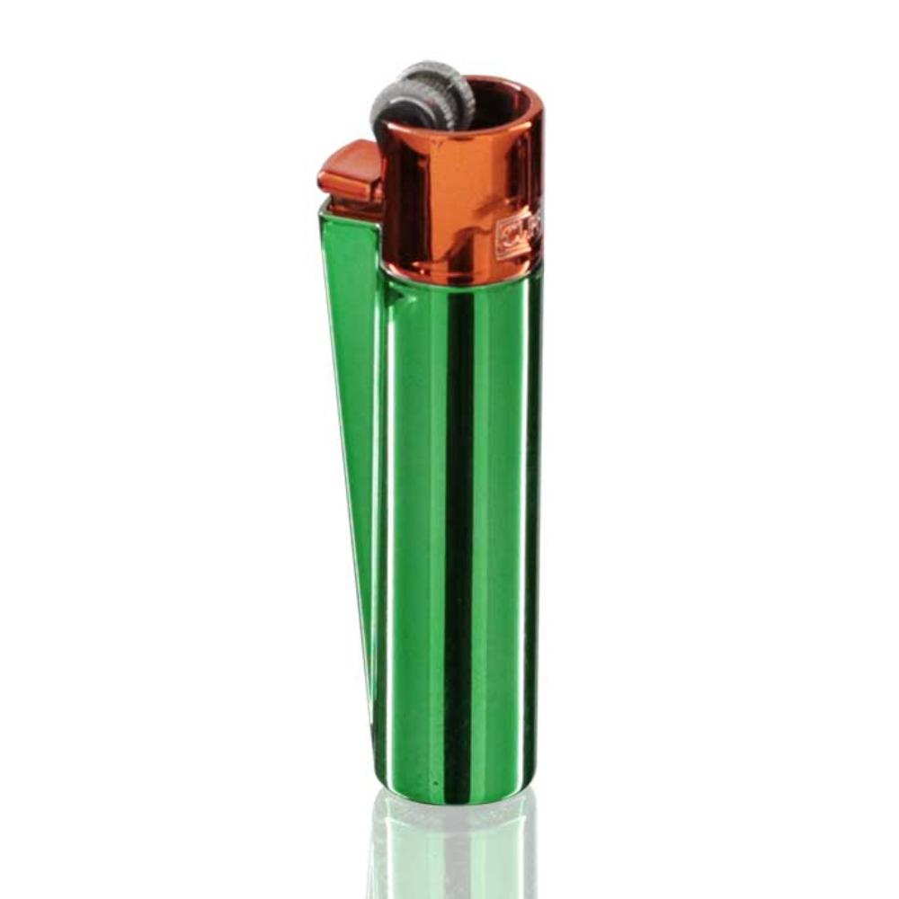 Clipper - Large Metal Refillable Lighter - Green/Safari | Bong Warehouse
