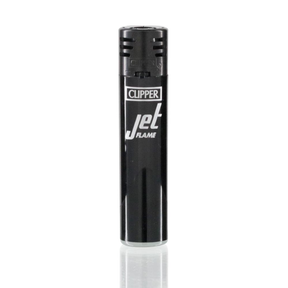 Clipper Jet Flame Lighter Large Shiny - Black | Bong Warehouse