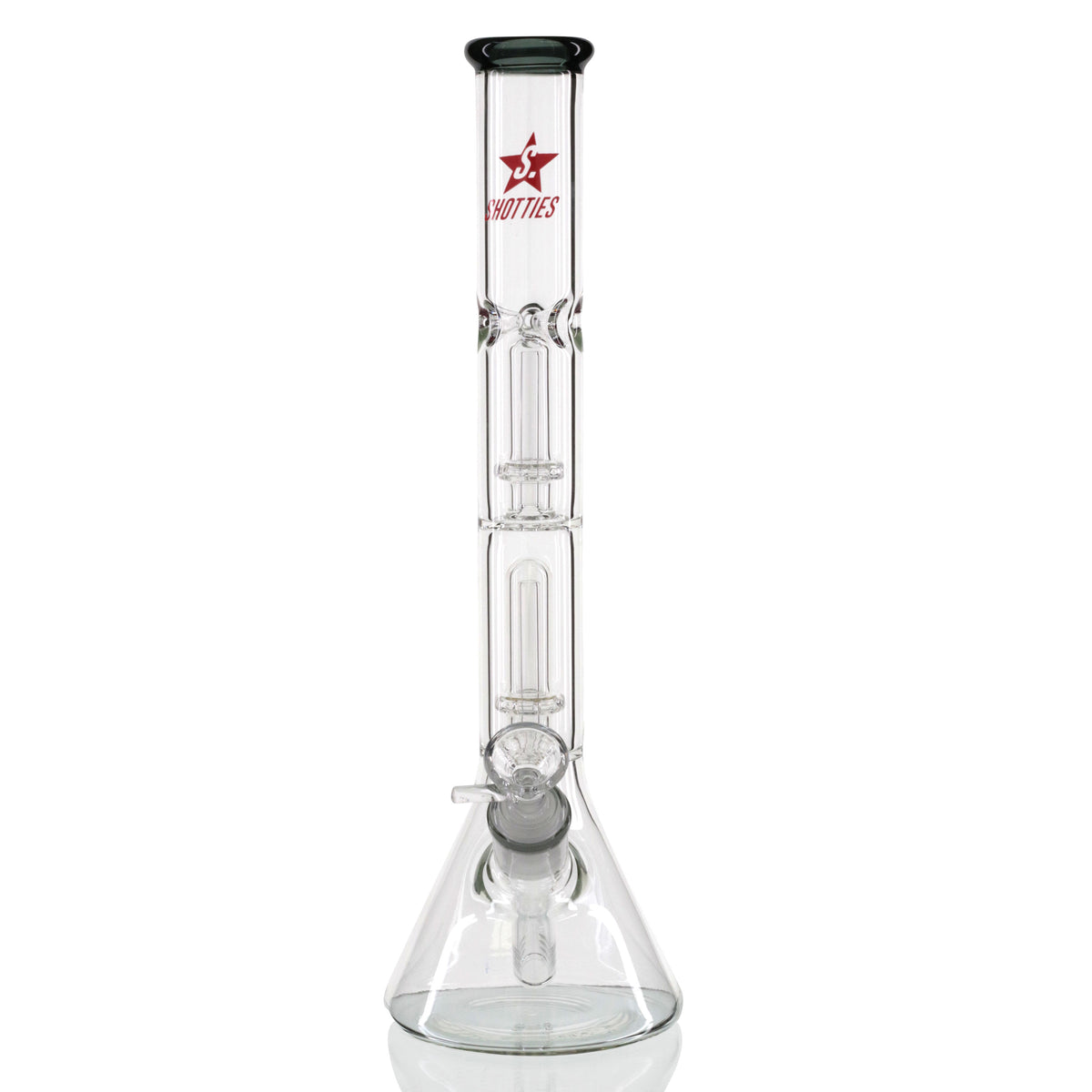 Shotties Double Fountain Beaker - Clear/Smoke | Bong Warehouse