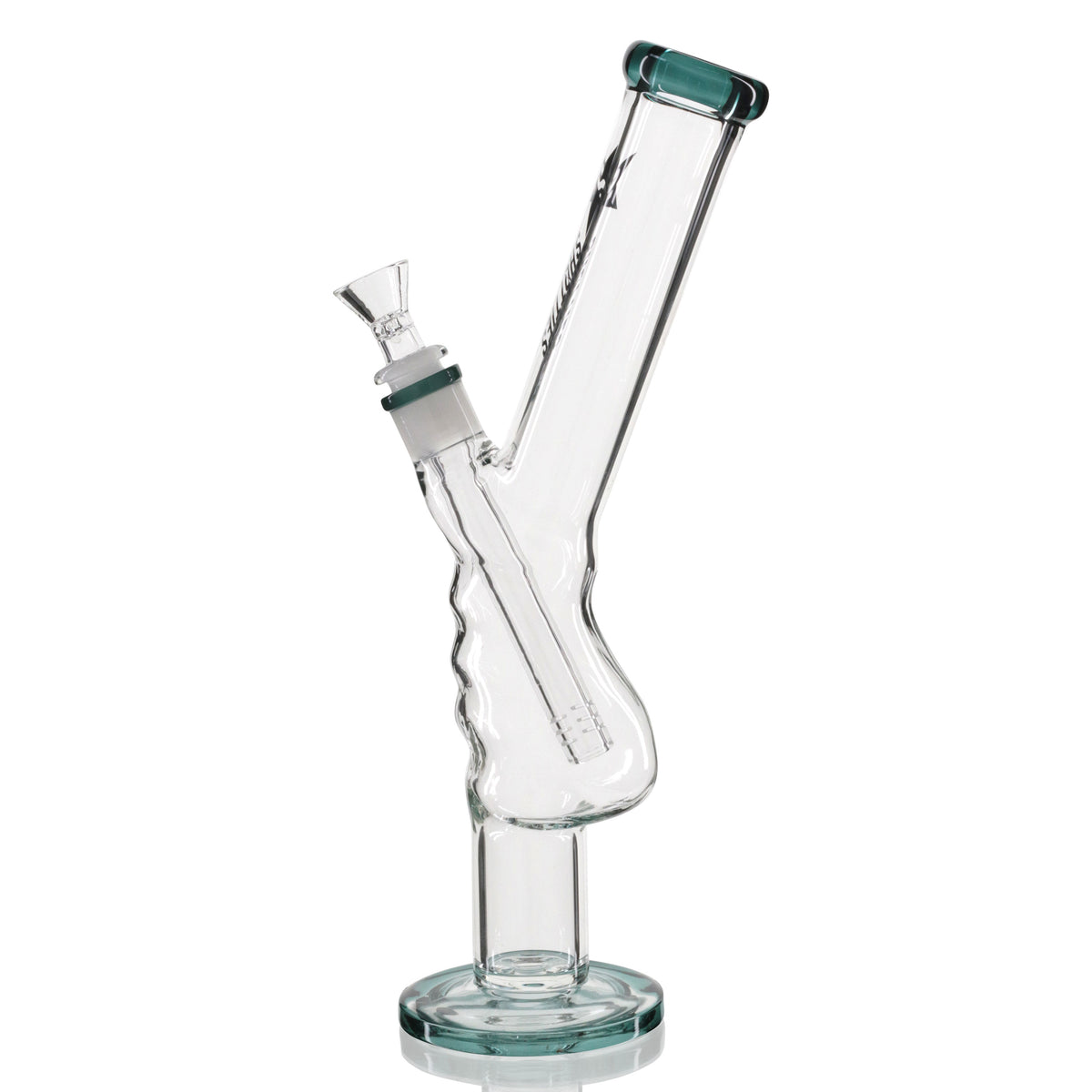 Shotties 33cm Glass Gripper Bong - Clear/Teal | Bong Warehouse