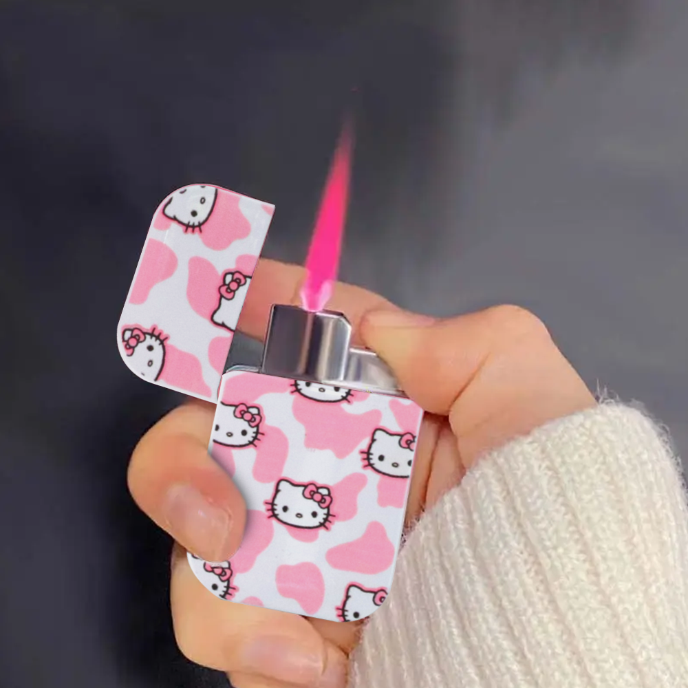 BW - Hello Kitty - Jet Lighter - White with Pink Pattern – Bong Warehouse