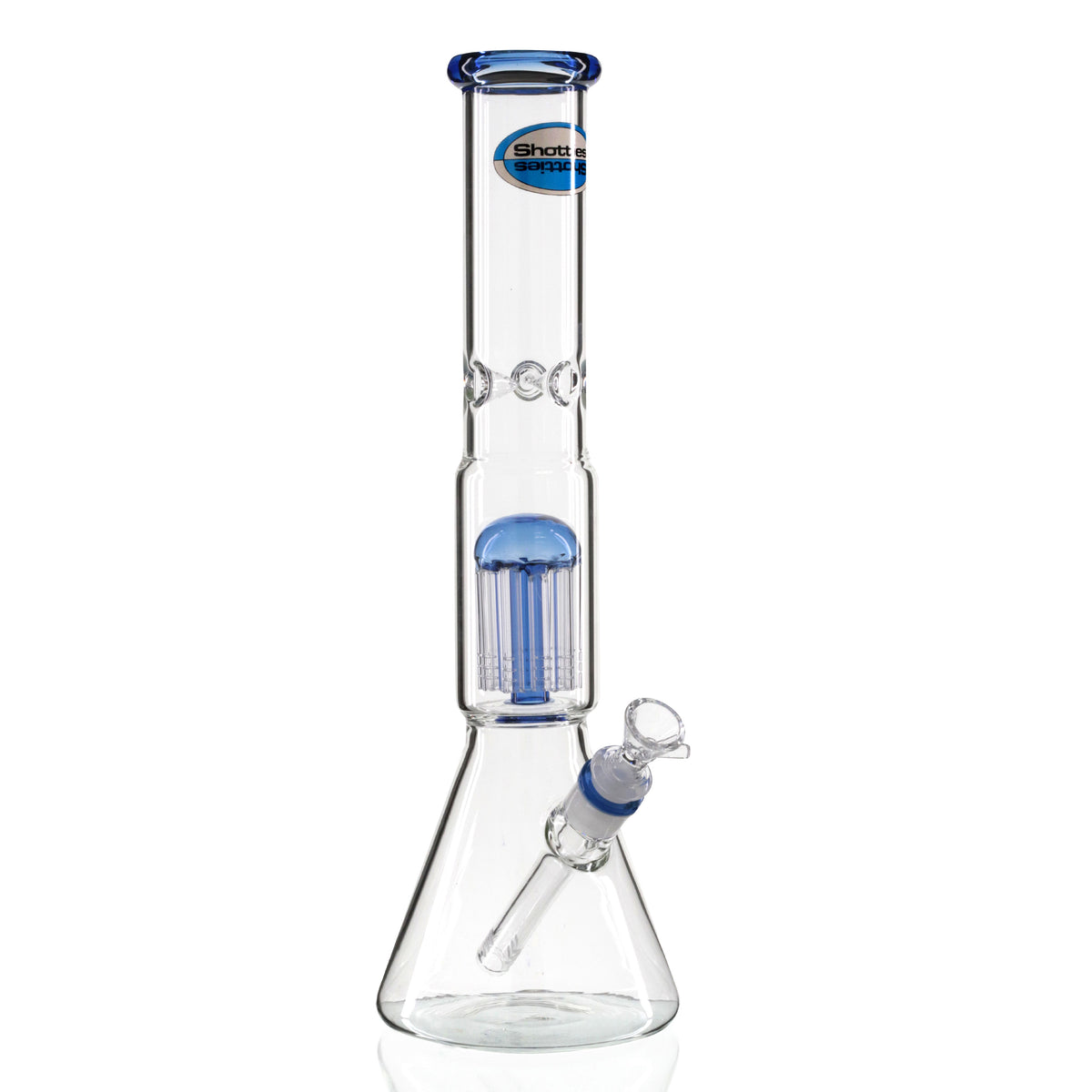 Shotties Glass 40cm Multi Arm Perc Beaker Bong - Clear/Blue | Bong ...