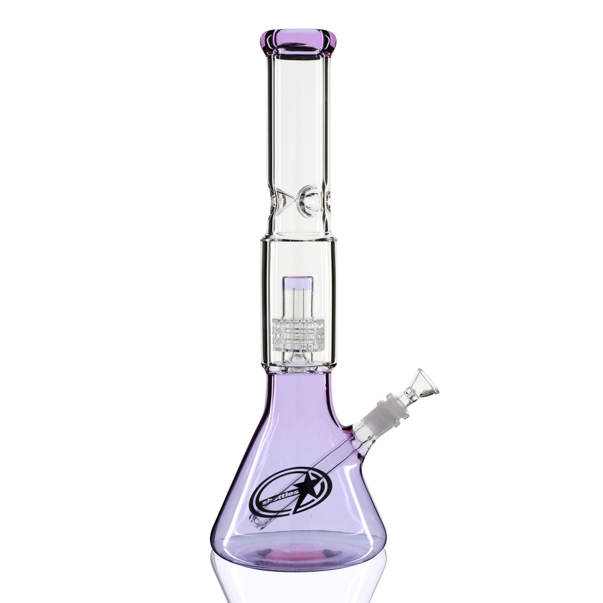 Shotties 40cm Glass Slit Fountain Beaker Bong - Clear/Purple | Bong ...
