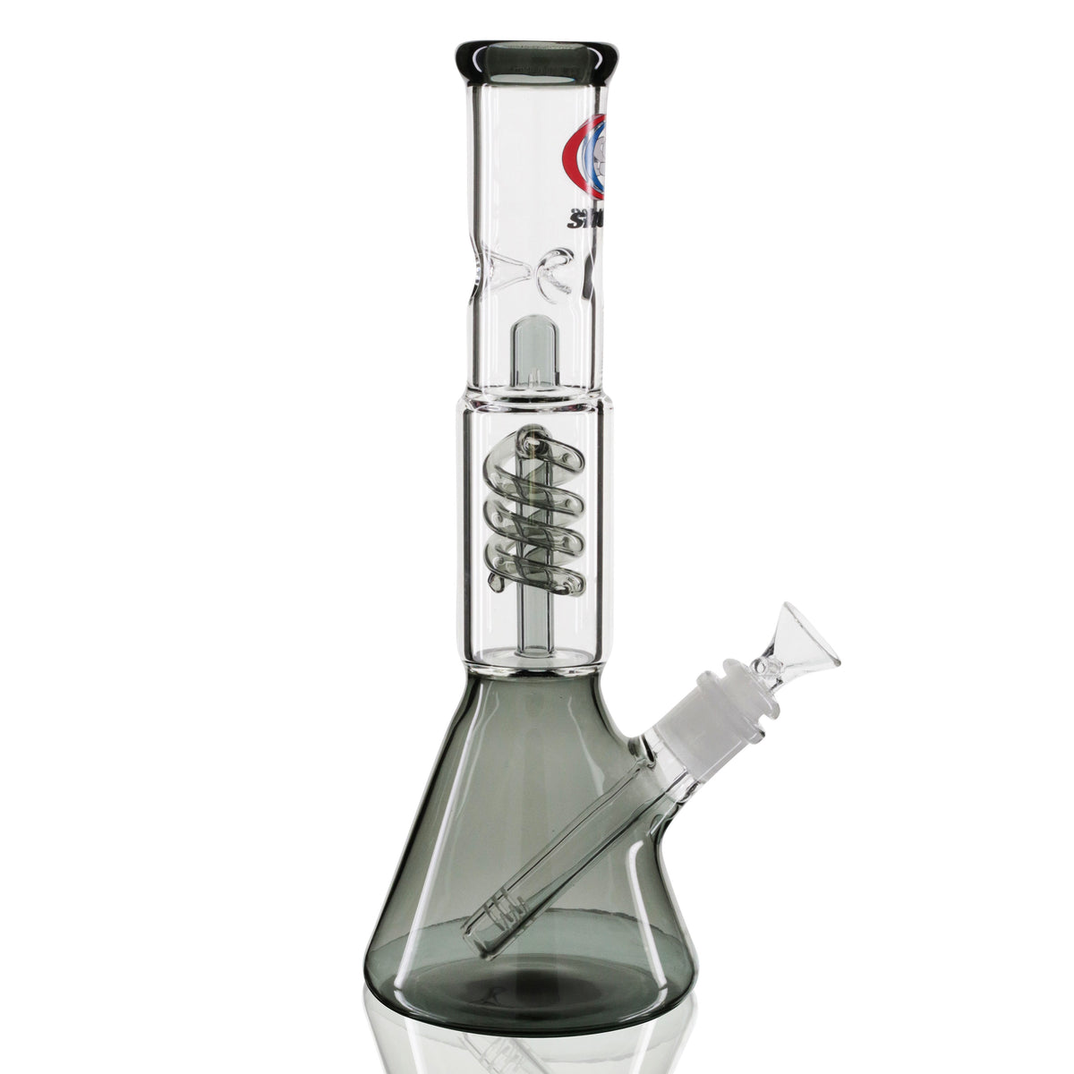 Shotties Spiral Perk Glass Bong - Clear/Smoke | Bong Warehouse