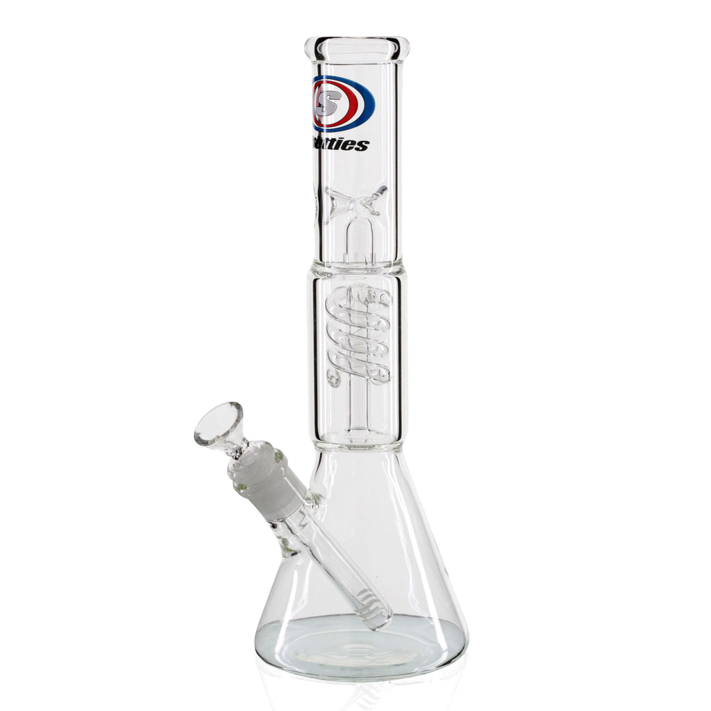 Shotties 30cm Spiral Perk Beaker Bong - Clear | Bong Warehouse