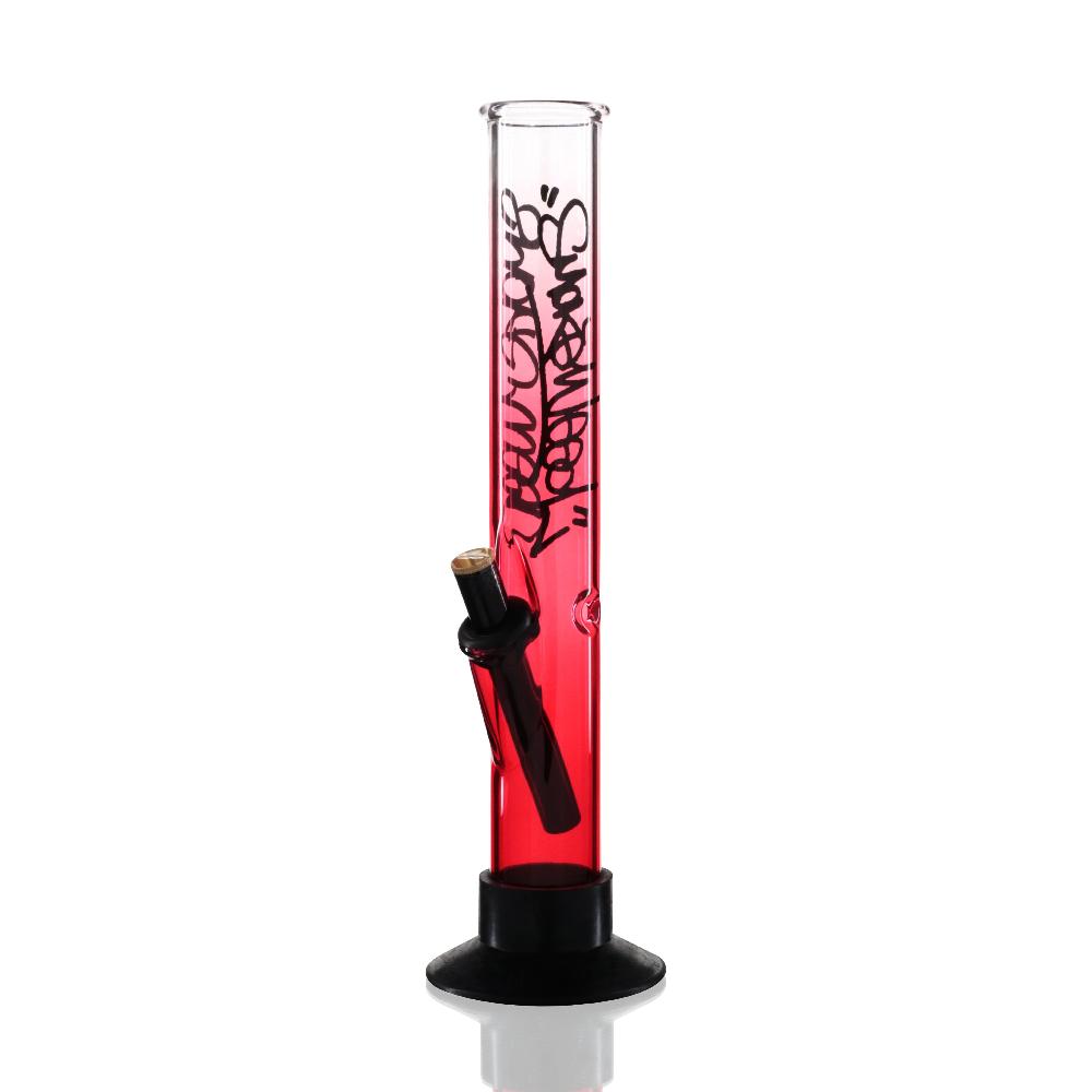 Large Tube 33cm Glass Bong - Pink Fade Clear Smoke Weed Graffiti | Bong ...