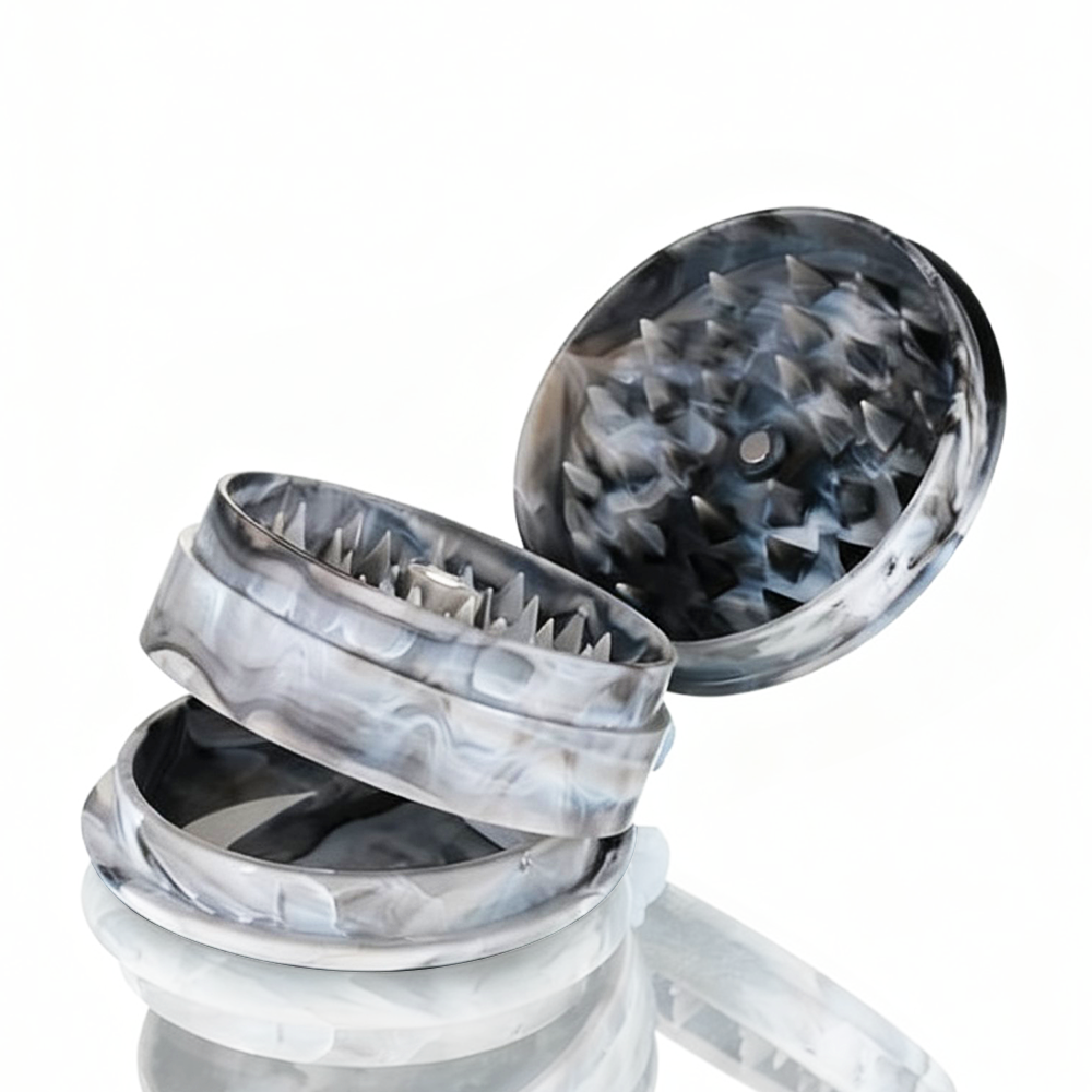 BW - Plastic Herb Grinder 60mm Round - Marble Grey – Bong Warehouse