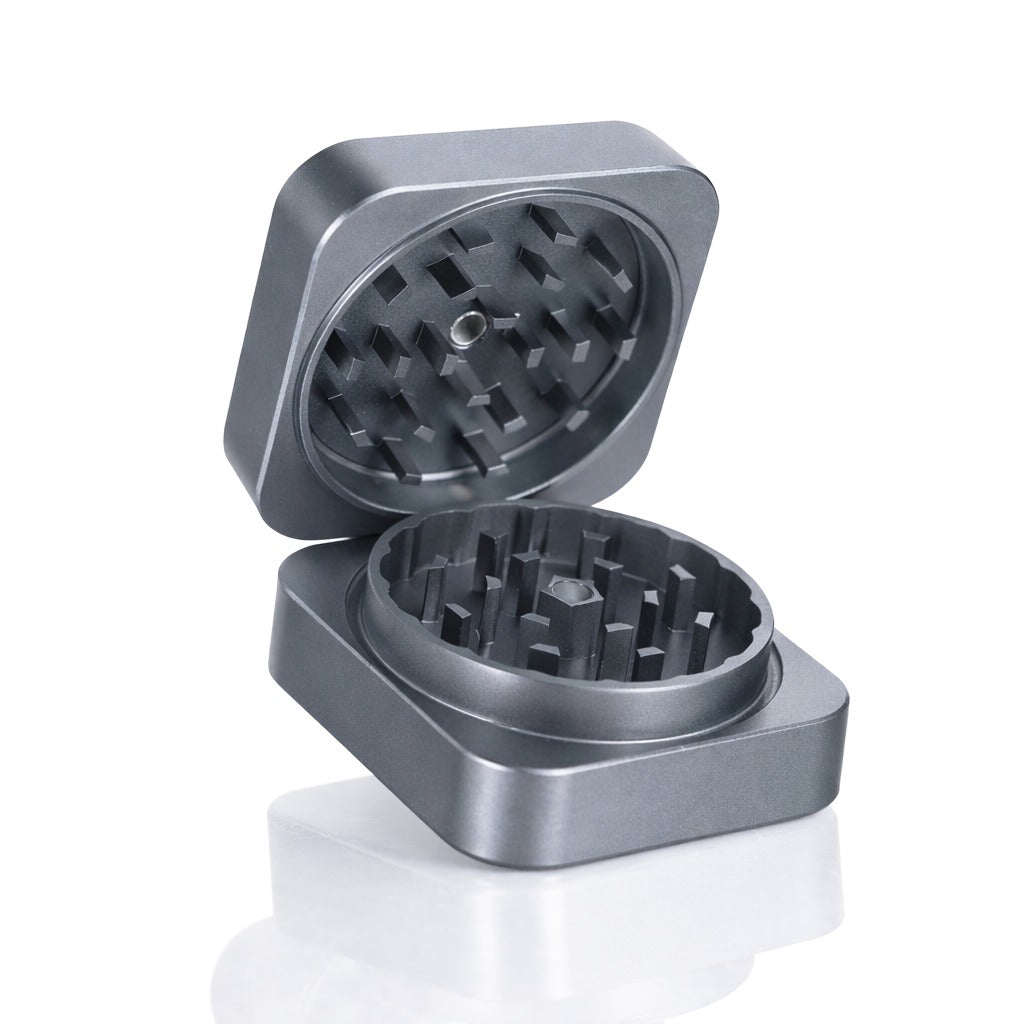 Square Stainless Metal Herb Grinder - Metallic Dark Grey – Bong Warehouse